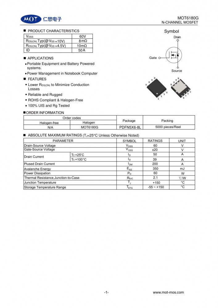 MOT6180G datasheet page 1