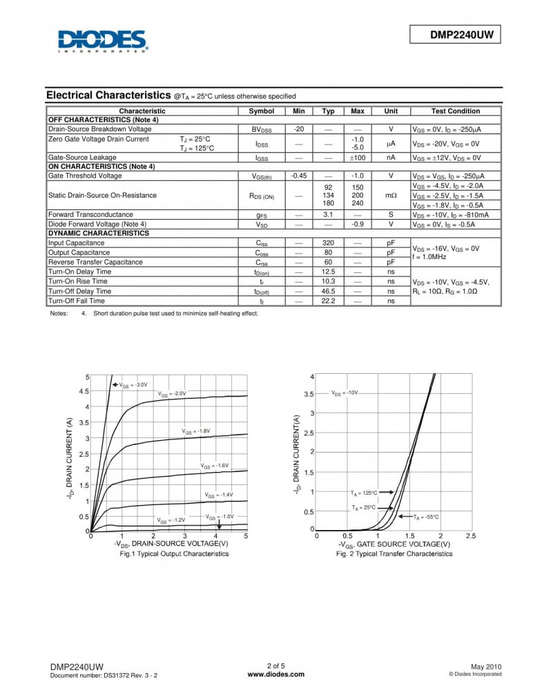 DMP2240UW-7 datasheet page 2