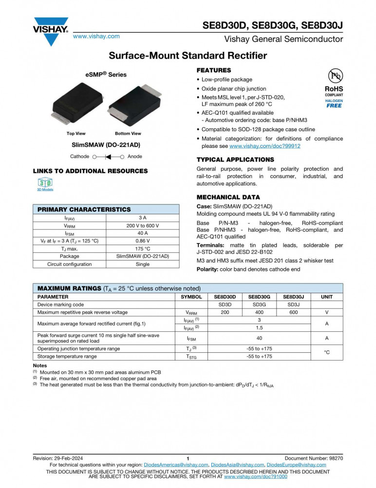 SE8D30 datasheet page 1