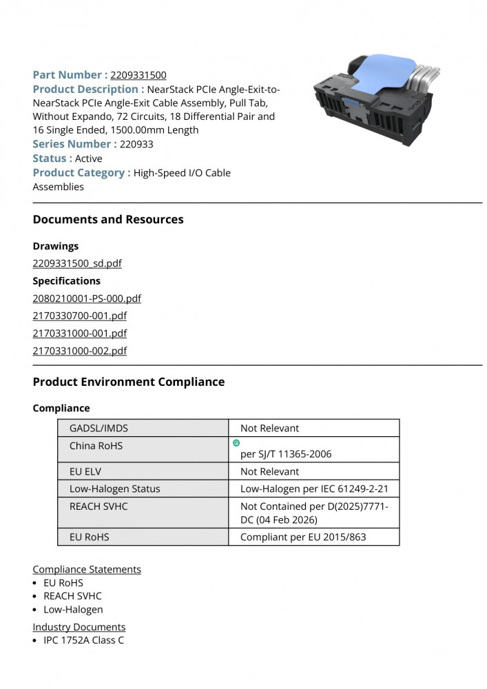 MOLEX 2209331500 technical document image 1