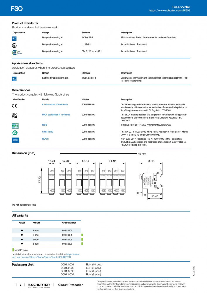 SCHURTER 0091.0001 technical document page 2