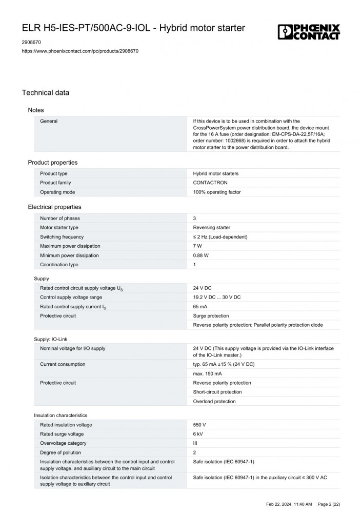 Phoenix Contact 2908670 technical document page 2