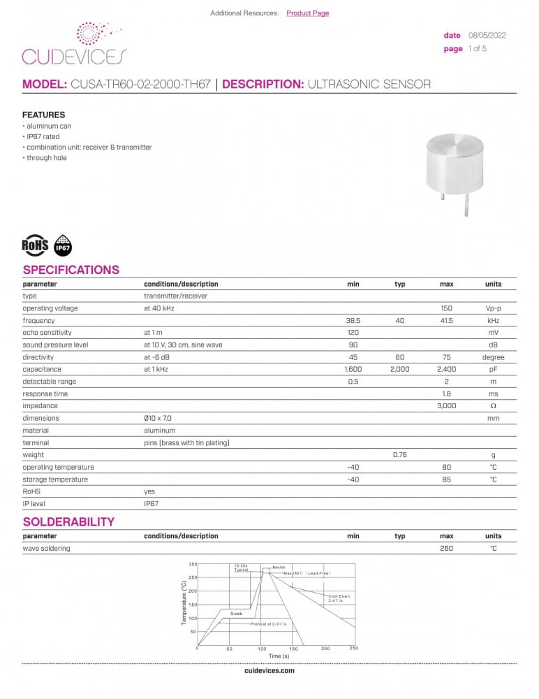 CUSA-TR60-02-2000-TH67 datasheet page 1