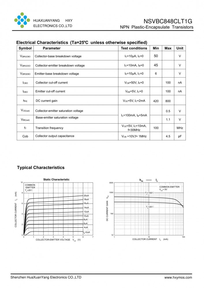 NSVBC848CLT1G-HXY datasheet page 2