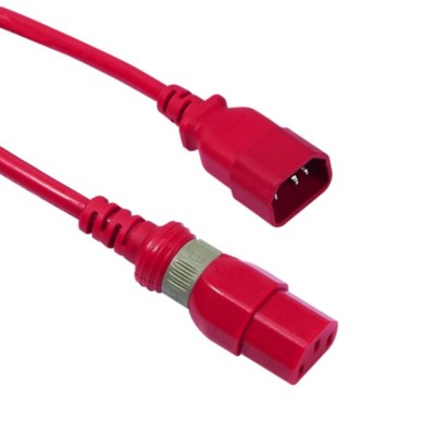 Set of 10 power cords C14-C13 1.5m red serverside locking for sale