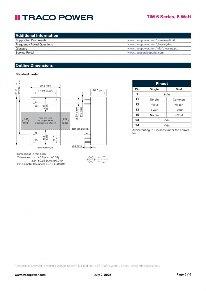 TIM 6 series technical document, page 5