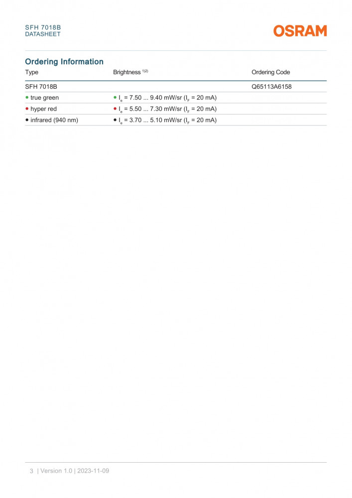 SFH 7018B datasheet page 3