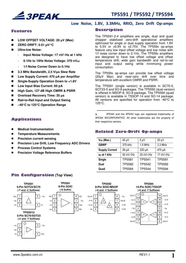 TP5592-SR datasheet page 1