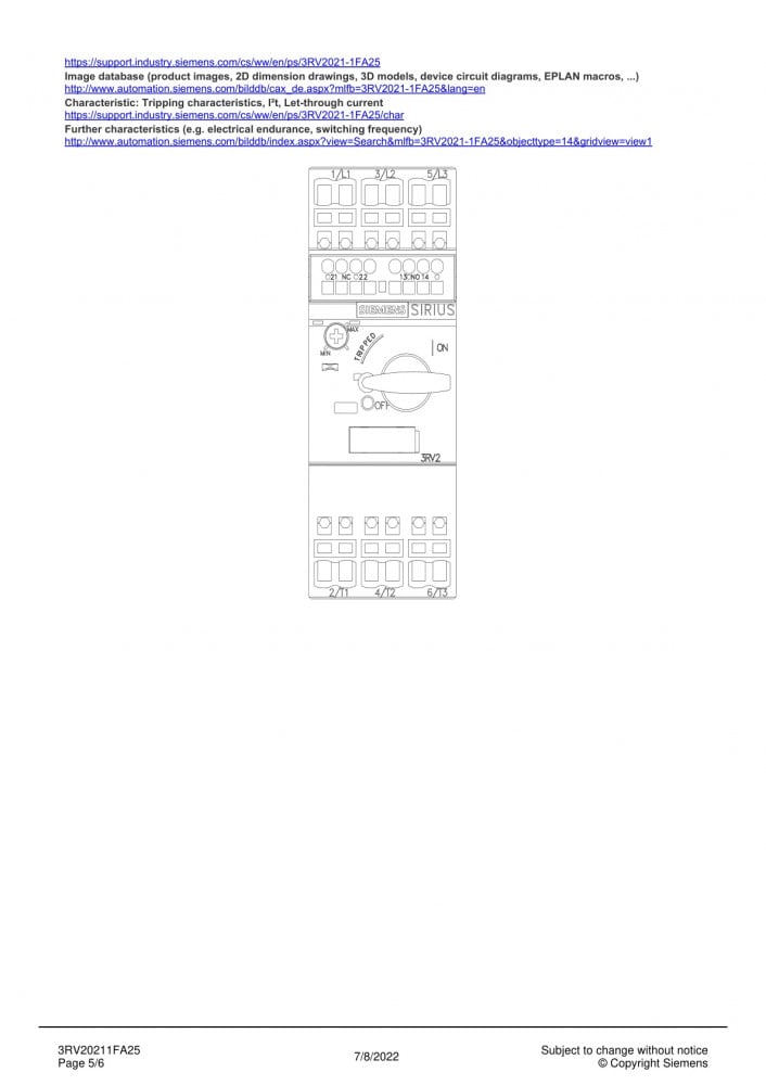 SIEMENS 3RV20211FA25 documentation page 5