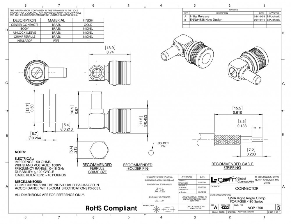 L-com AQP-1700 technical drawing