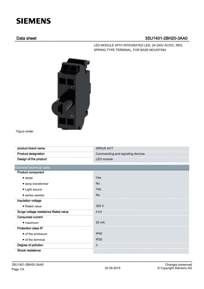 3SU14012BH203AA0 technical document page 1