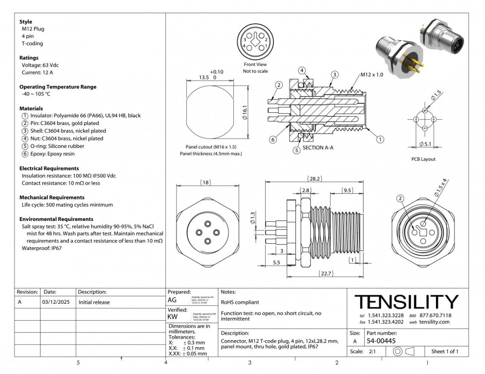 Tensility International 54-00445 product drawing
