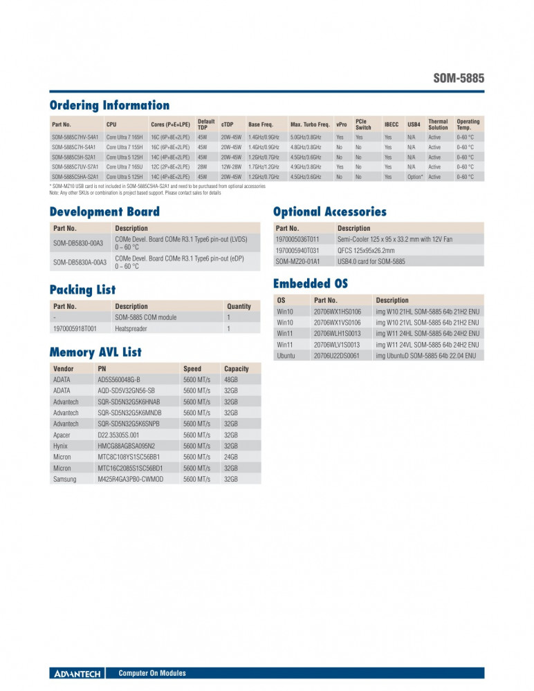 SOM-5885 technical document page 3