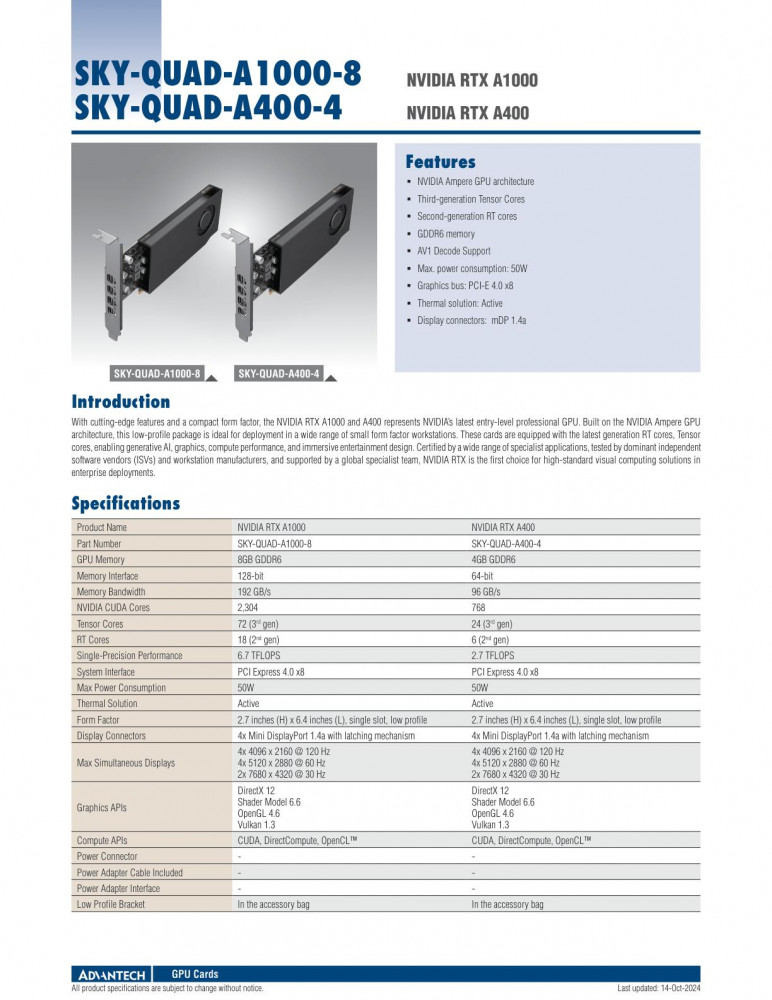 NVIDIA RTX A1000 technical document preview