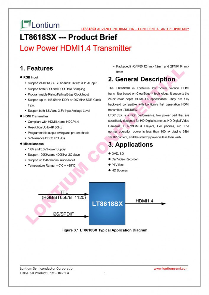 LT8618SX technical document page 1