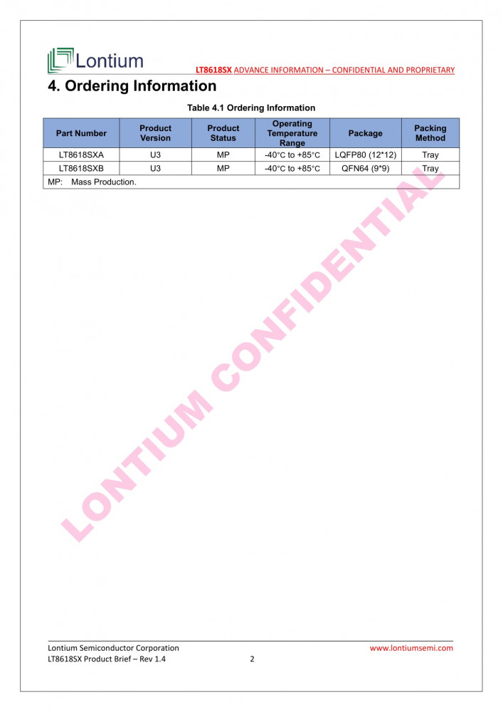 LT8618SX technical document page 2