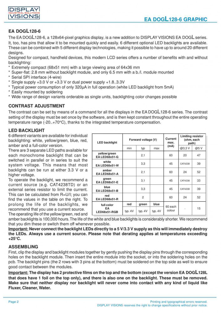 EA LED68X51-W documentation page 2