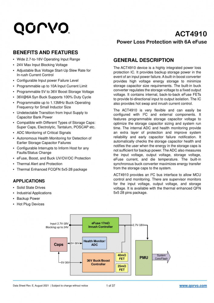ACT4910QW123-T datasheet page 1