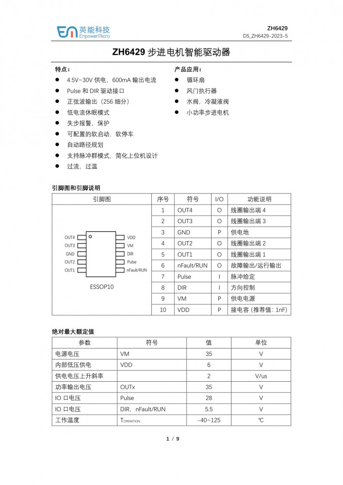 ZH6429 technical document page 1
