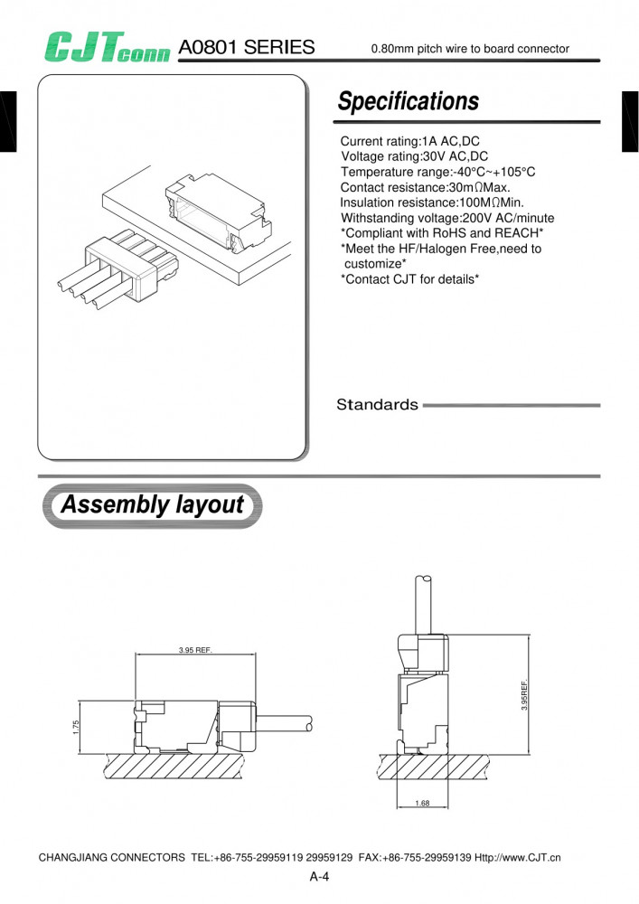 CJT A0801H-16P technical document page 1