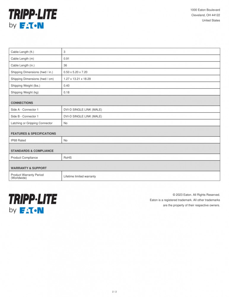 EATON P561-003 technical document page 2