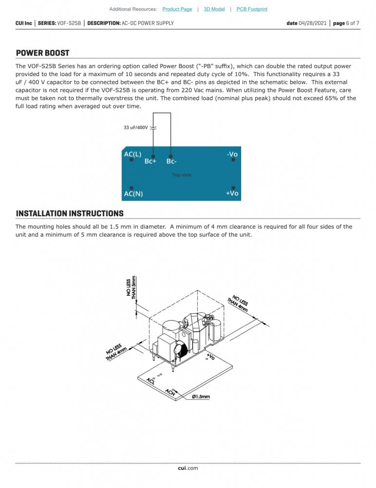CUI AC-DC power supply datasheet page 6