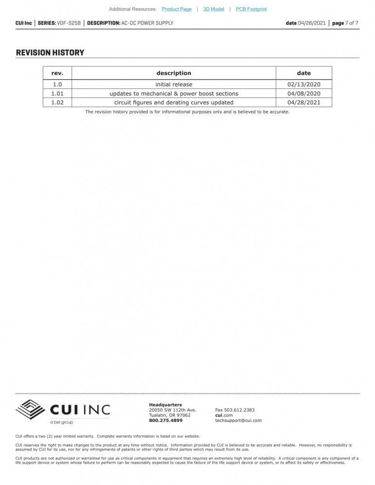 CUI AC-DC power supply datasheet page 7