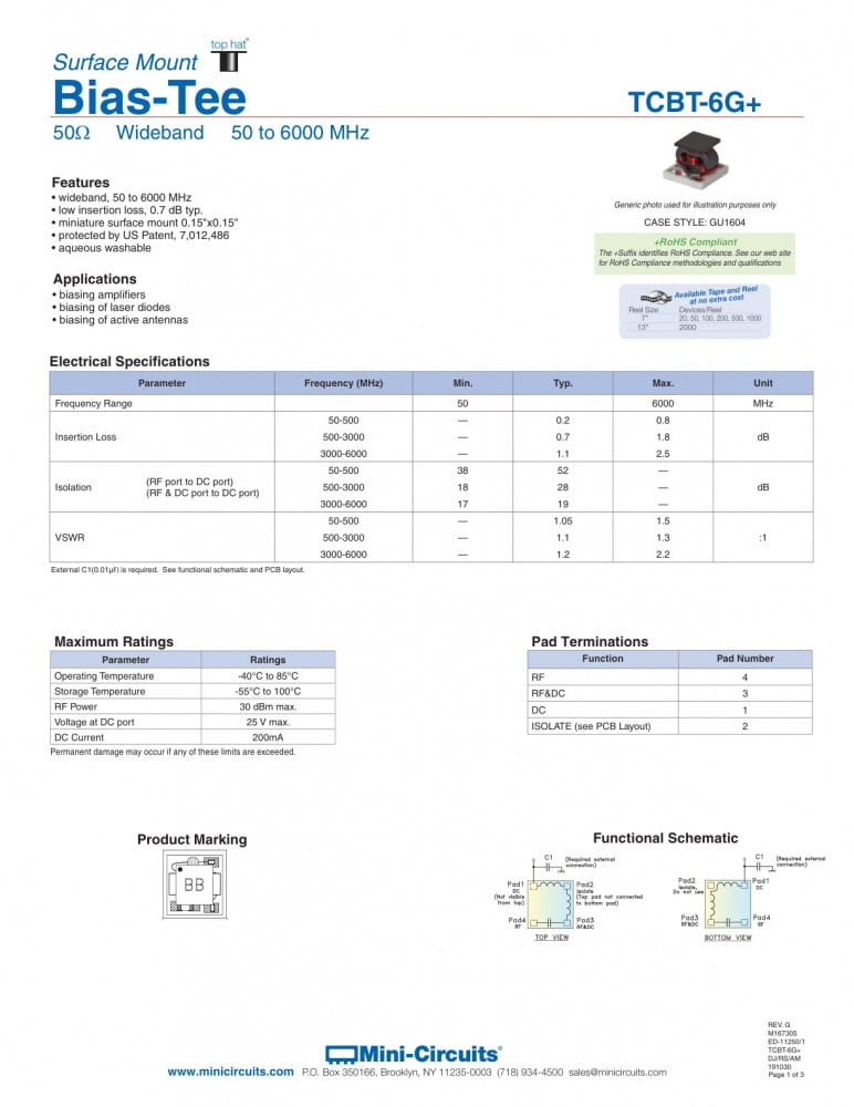 TCBT-6G+ datasheet page 1