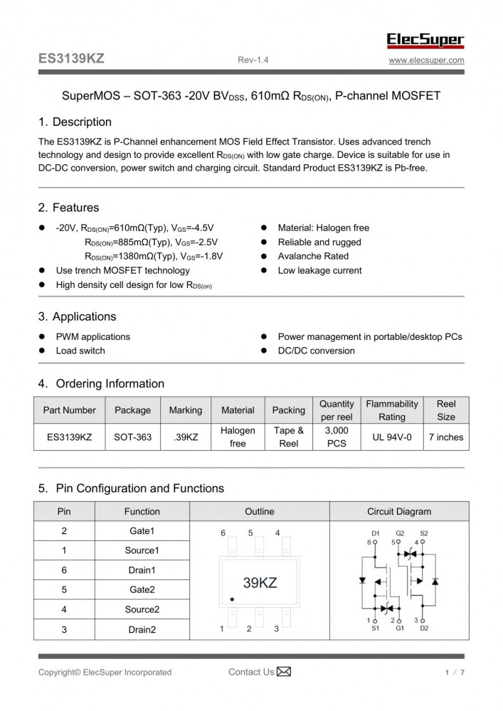 ES3139KZ datasheet page 1