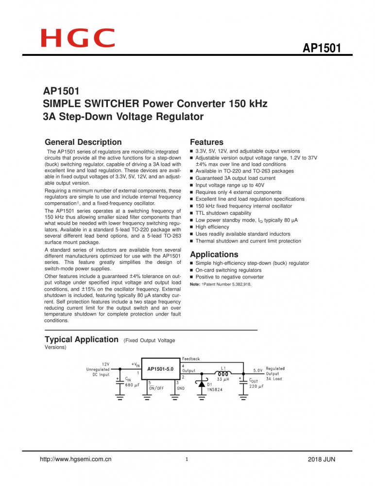 AP1501 datasheet page 1