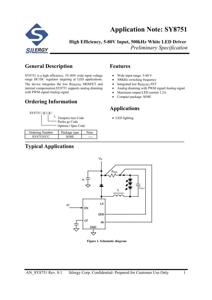 SY8751FCC datasheet page 1