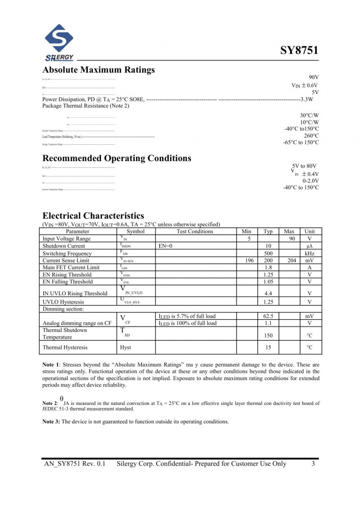 SY8751FCC datasheet page 3
