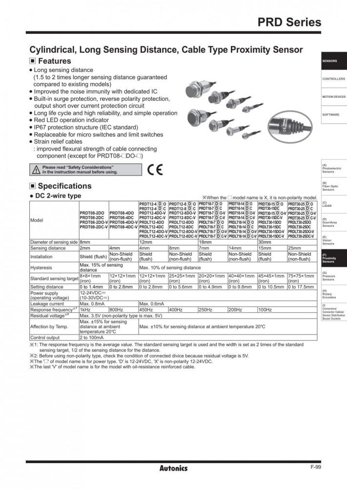 Autonics PRD series datasheet page 1