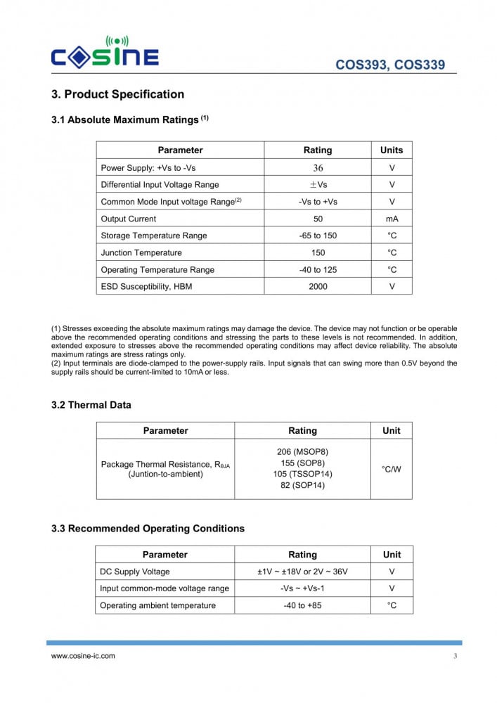 COS339SR datasheet page 3