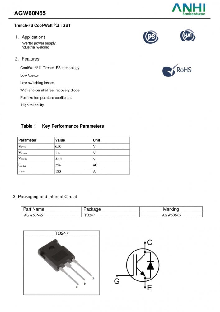 AGW60N65 datasheet page 1