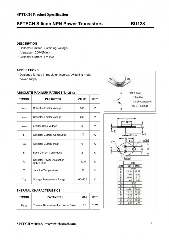 BU128 datasheet page 1