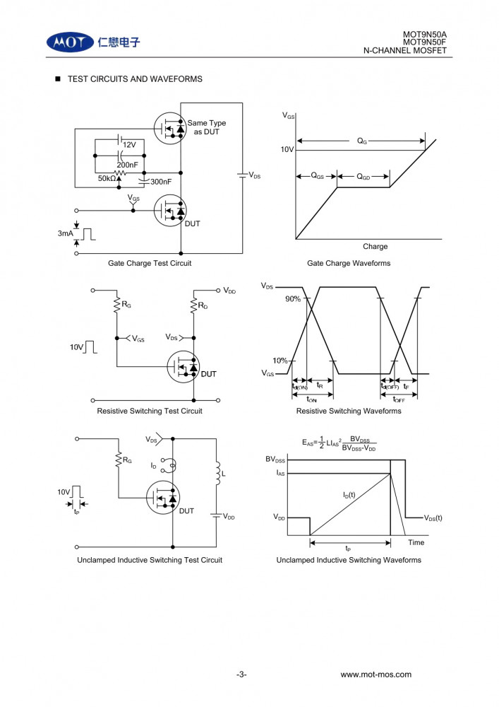 MOT9N50F datasheet page 3