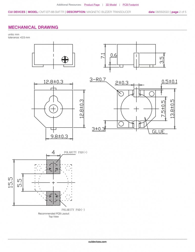 CMT-1271-88-SMT-TR datasheet page 2