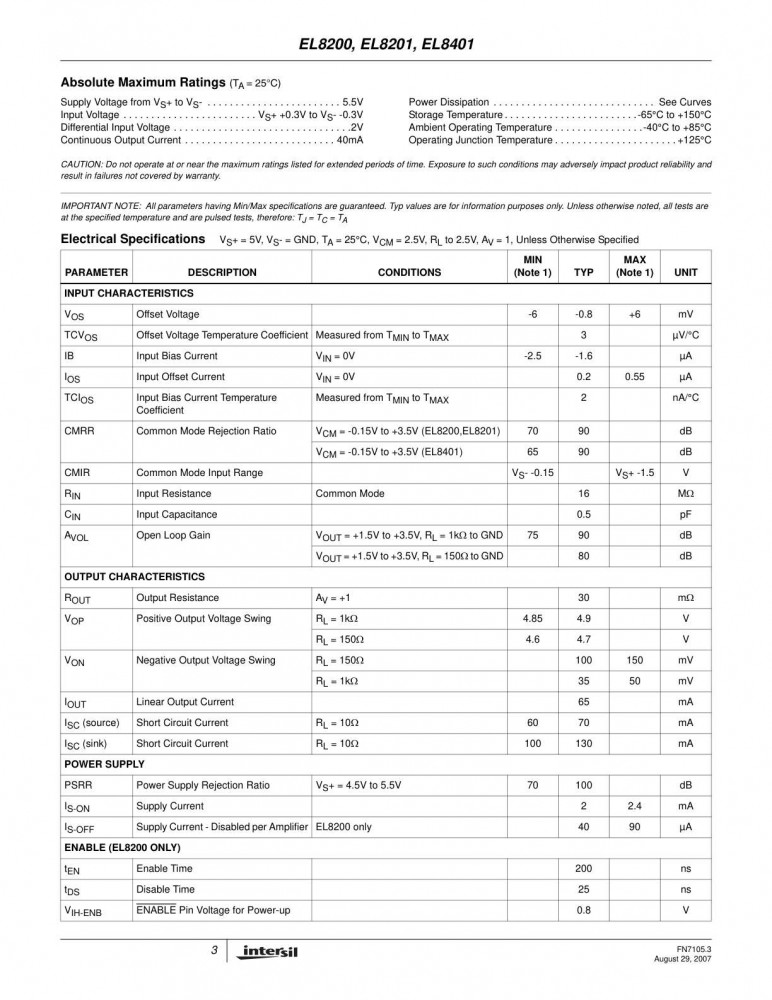 EL8200IY datasheet page 3