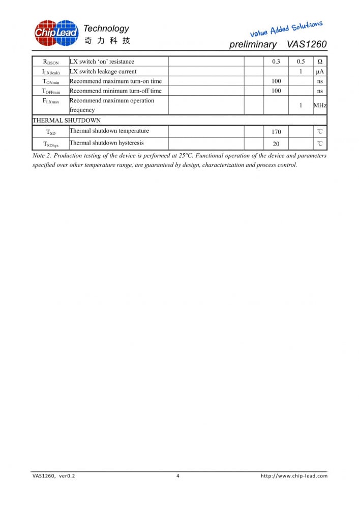 VAS1260IB05E datasheet page 4