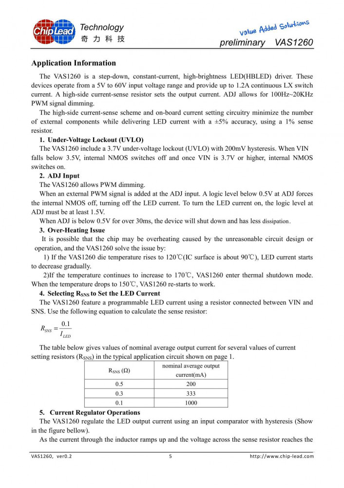 VAS1260IB05E datasheet page 5