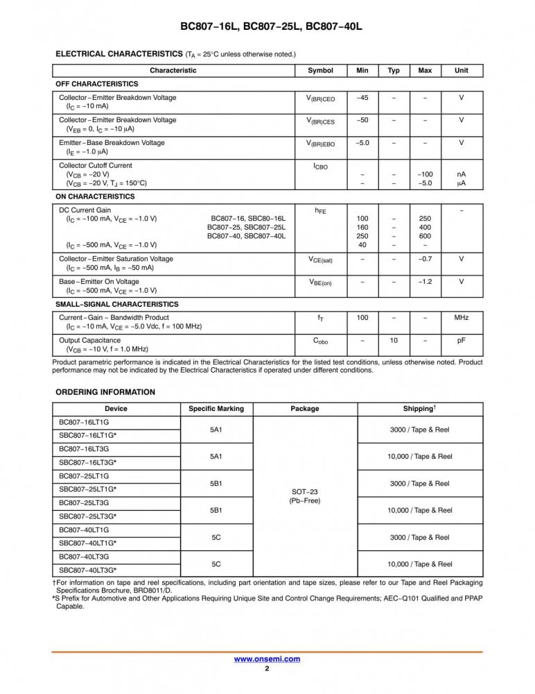 BC807 datasheet page 2