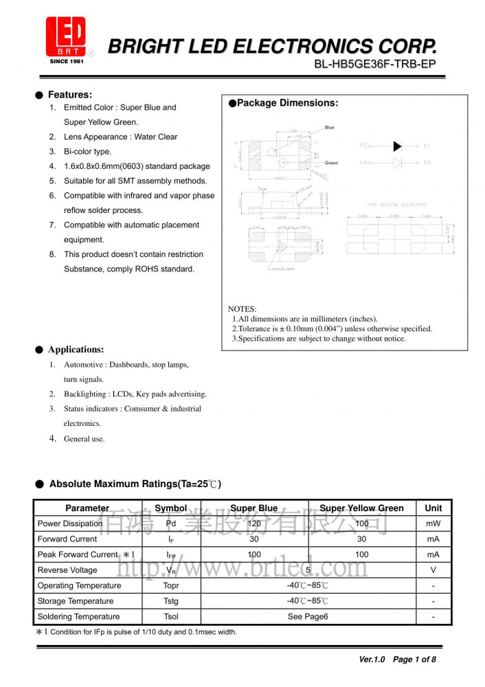 BL-HB5GE36F-TRB-EP datasheet page 1