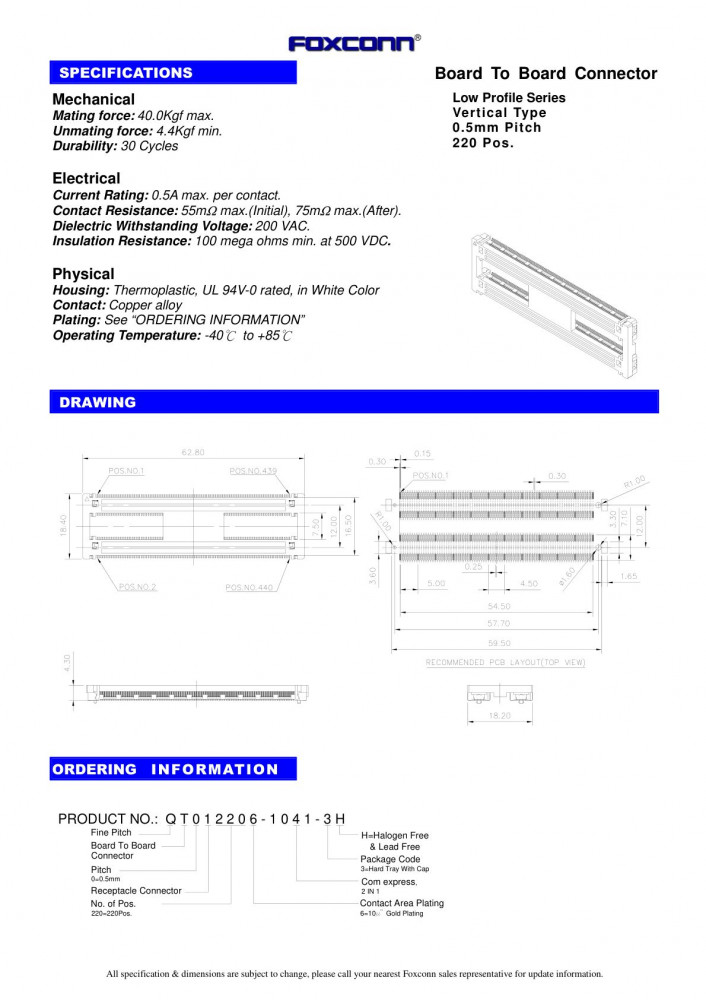 FOXCONN QT012206-1041-3H technical drawing preview
