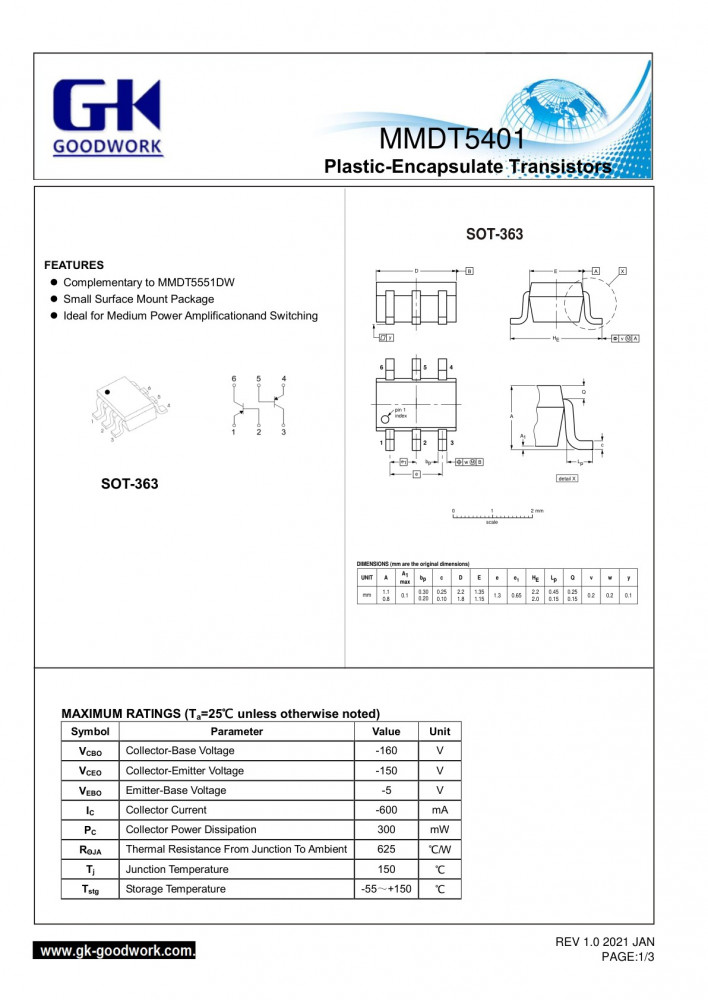 MMDT5401 datasheet page 1