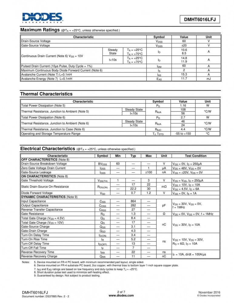 DMHT6016LFJ-13 datasheet page 2