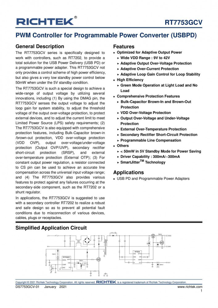 RT7753GCV datasheet page 1