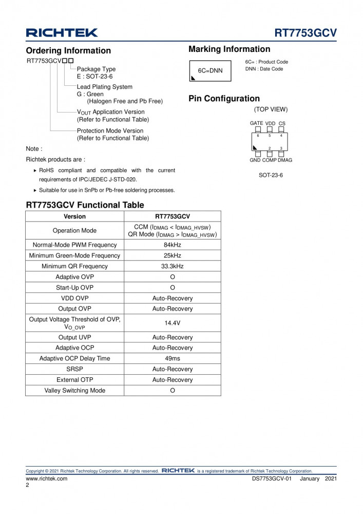 RT7753GCV datasheet page 2