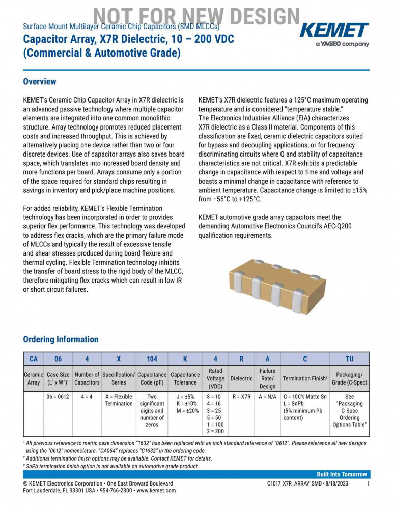 KEMET CA064 technical document page 1