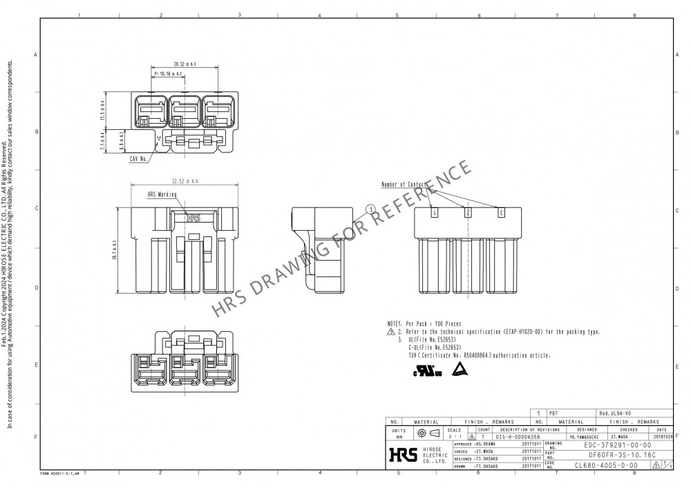 HRS DF60FR-3S-10.16C technical drawing